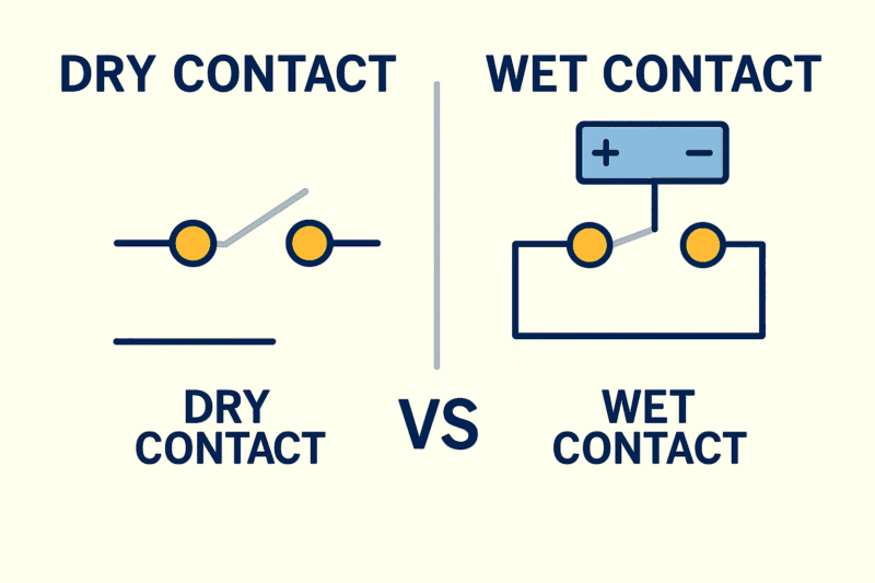 Dry contact vs wet contact in an electrical substation